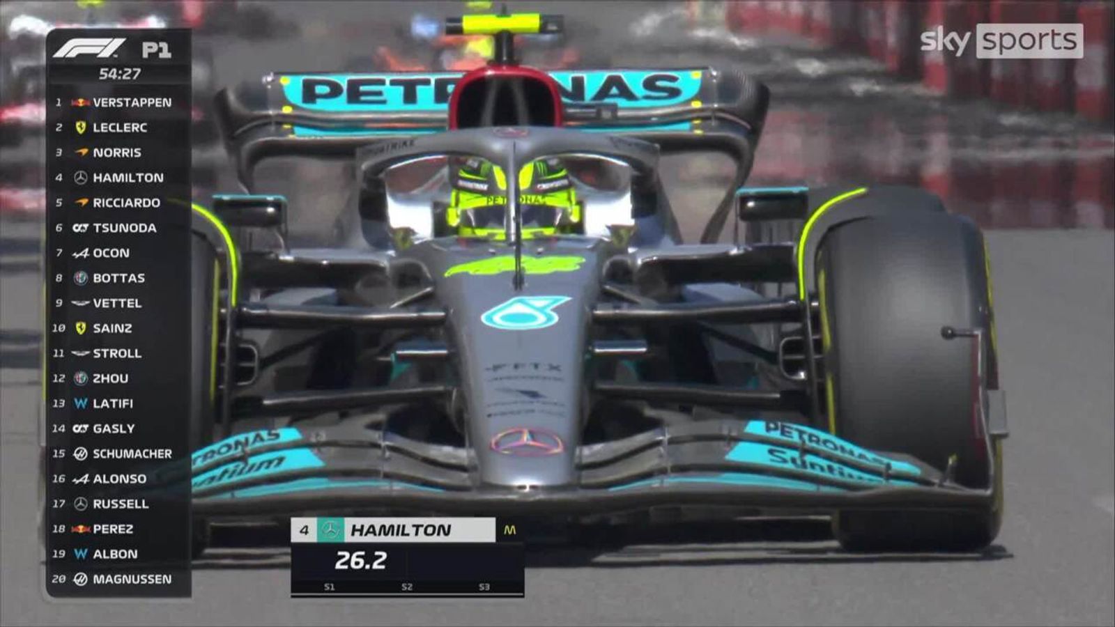 Lewis Hamilton's Merc skips across surface in P1 | F1 News | Sky Sports