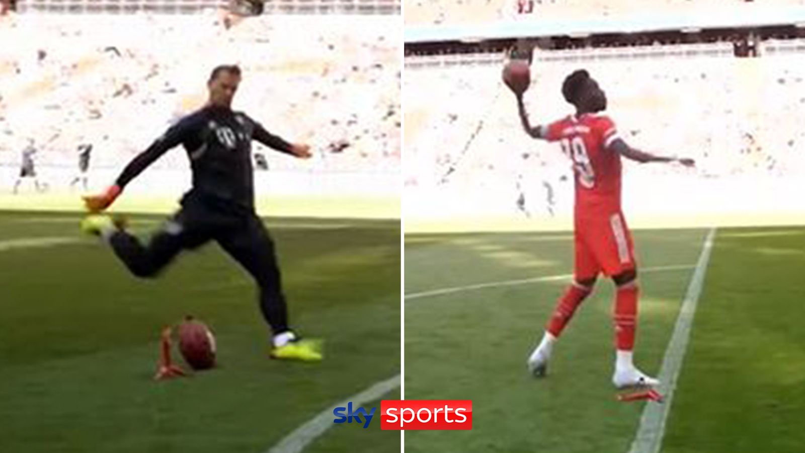 Bayern Munich vs NFL players: Crossbar challenge with a twist ...