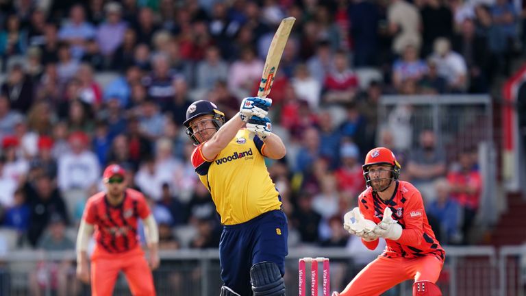 Adam Rossington hits three identical boundaries in four balls ...