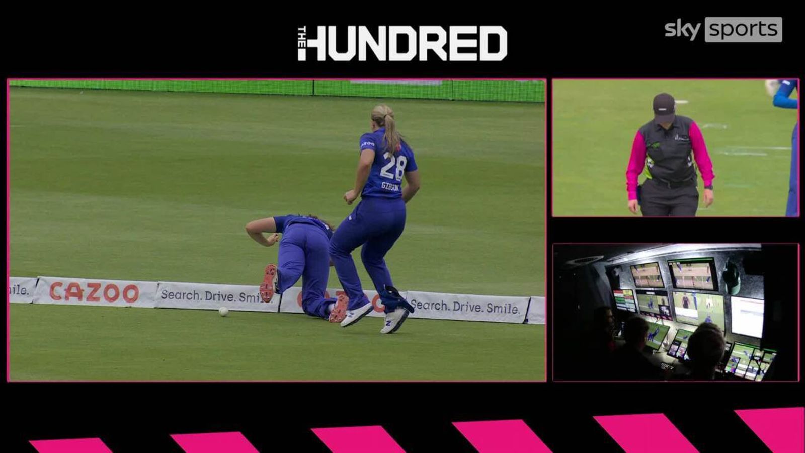 Superb fielding by Grace Scrivens stops a four dead on the boundary ...