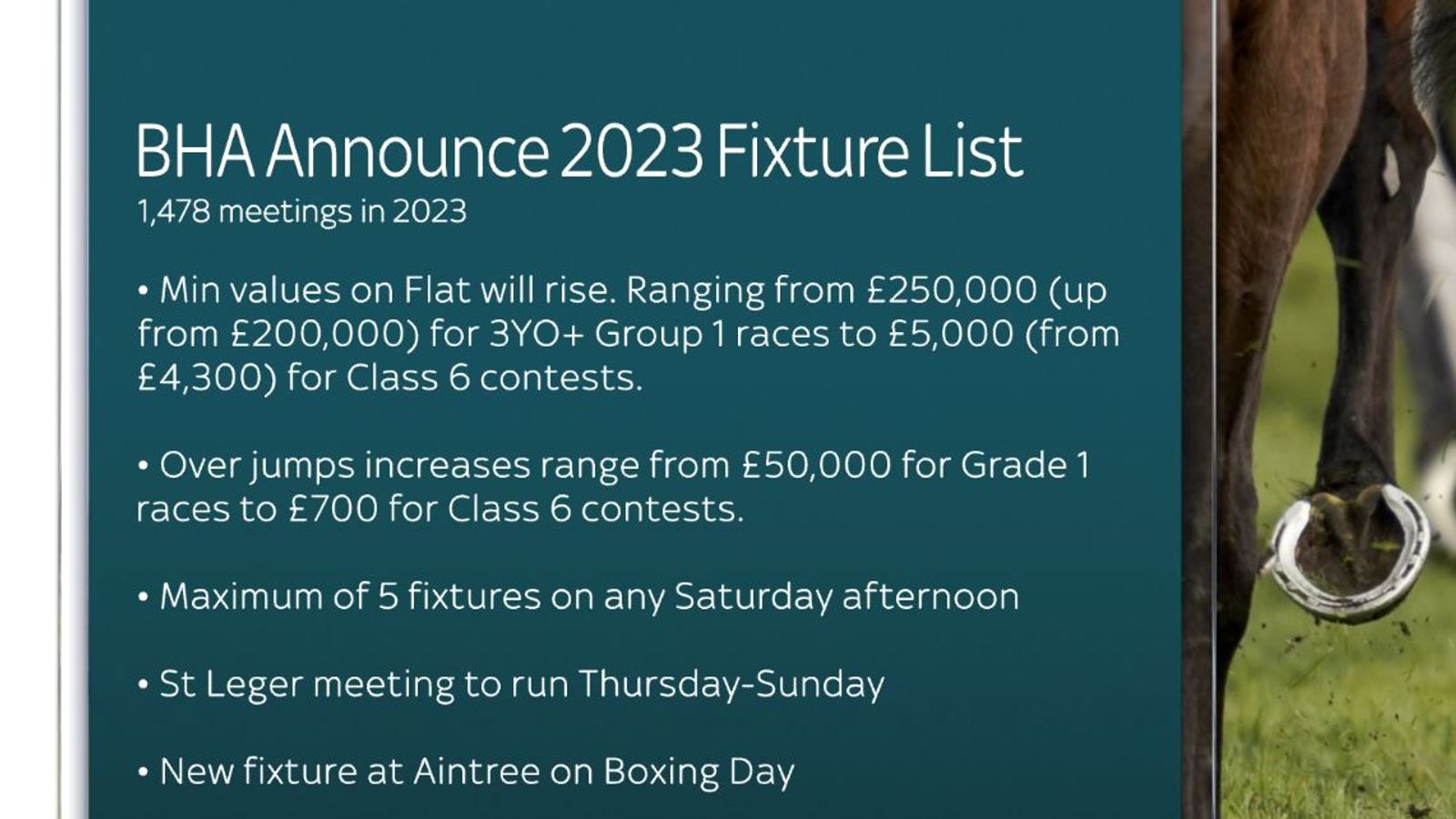 Racing fixture list 2023: BHA to increase minimum race values while ...