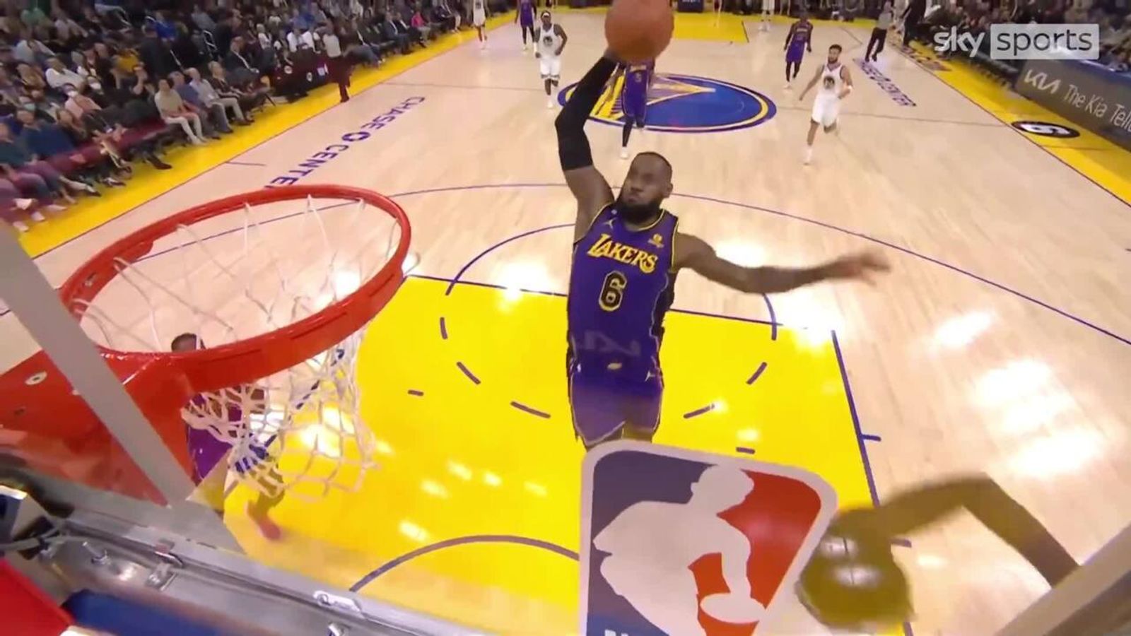 'Here he comes!' - LeBron James throws it down on the Golden State ...