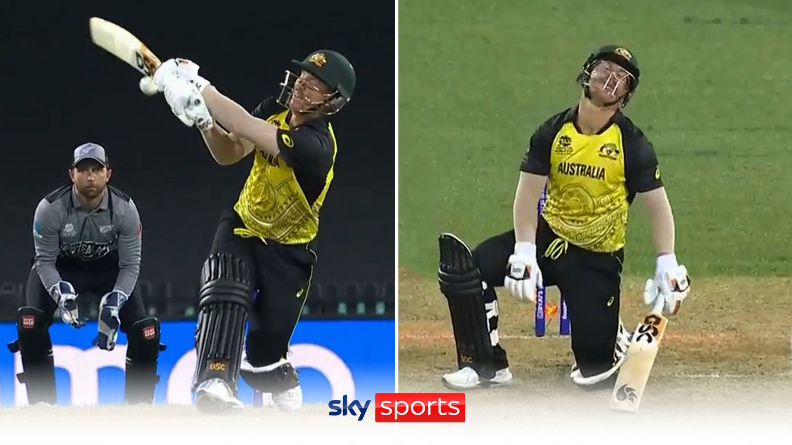 'Bet against that!' - David Warner bowled off the back of his bat ...