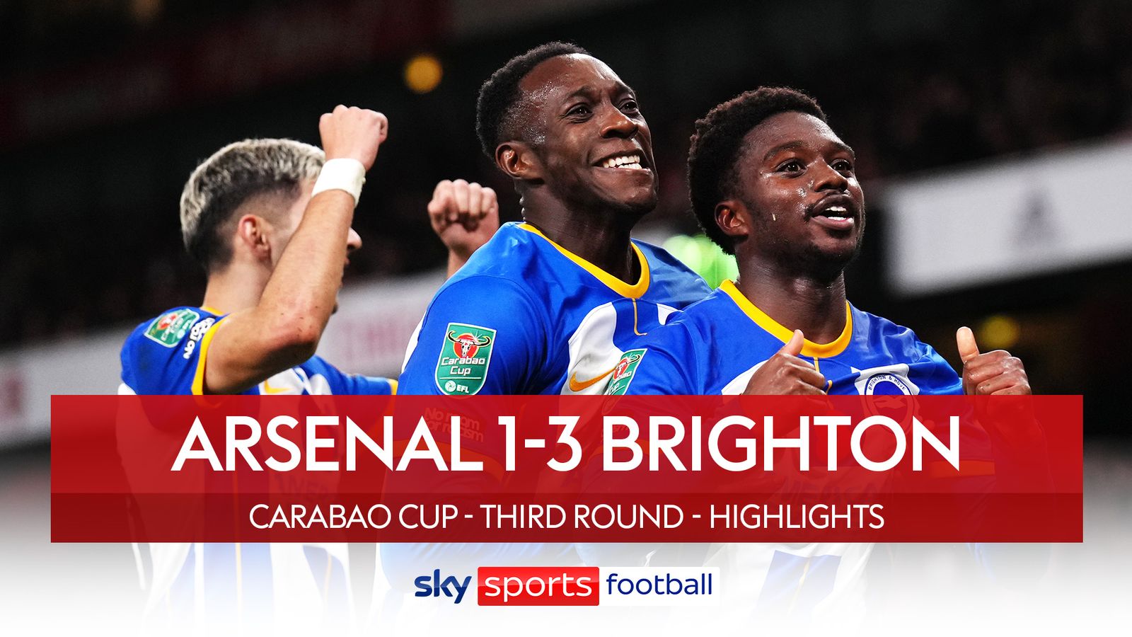Arsenal 1-3 Brighton: Seagulls hit back to claim victory in Carabao Cup ...