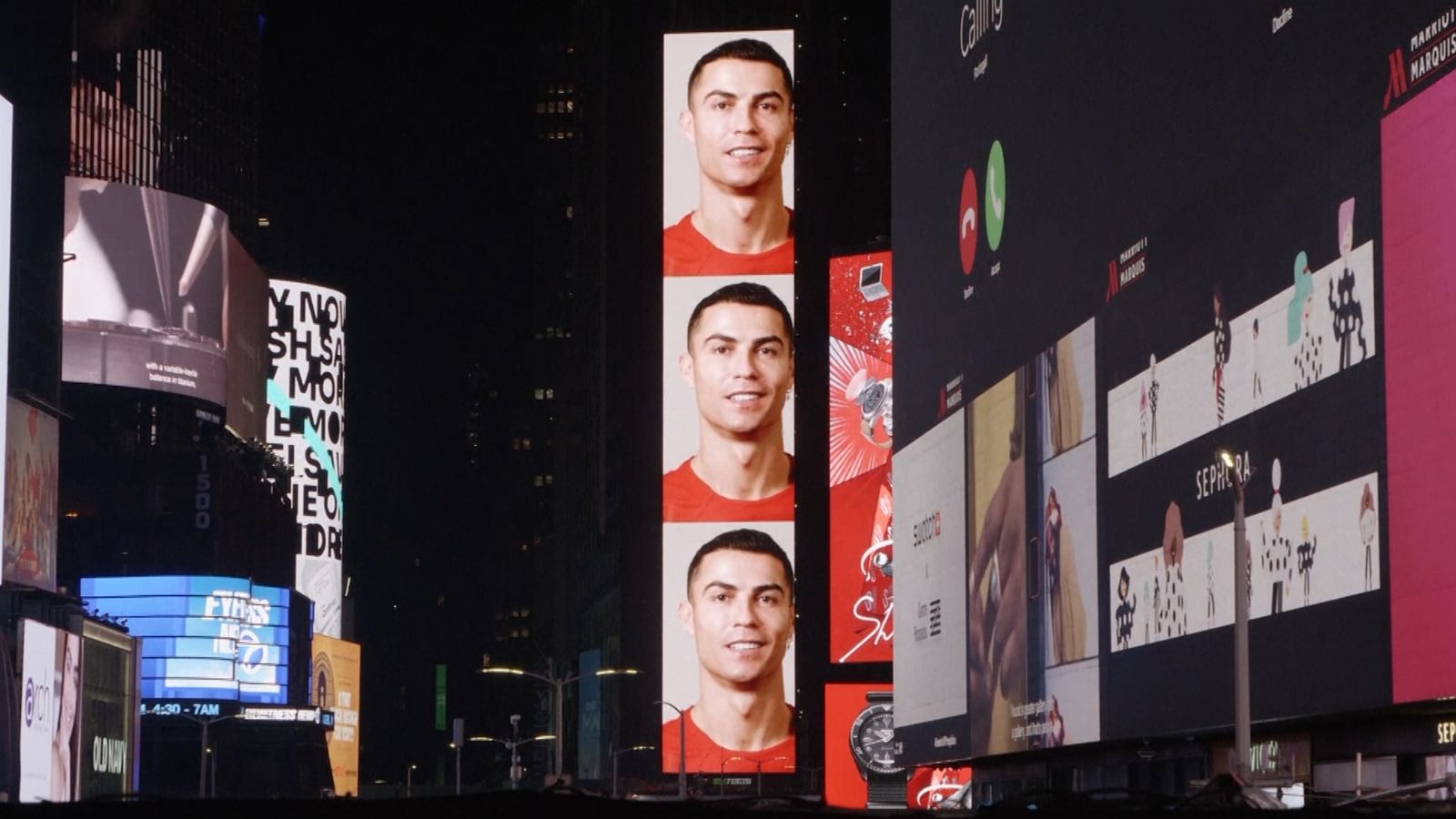 Cristiano Ronaldo takes over Times Square to unveil wax figure ...