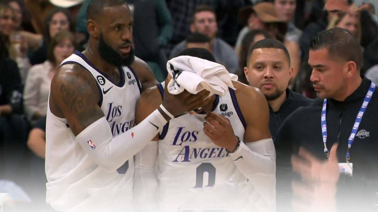 Russell Westbrook left bloodied after hard foul knocks him down | NBA ...