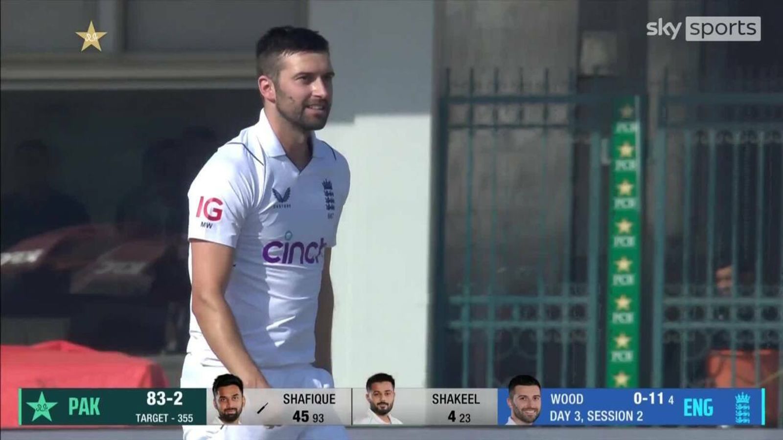 Mark Wood bowls Abdullah Shafique through the gate | Cricket News | Sky ...