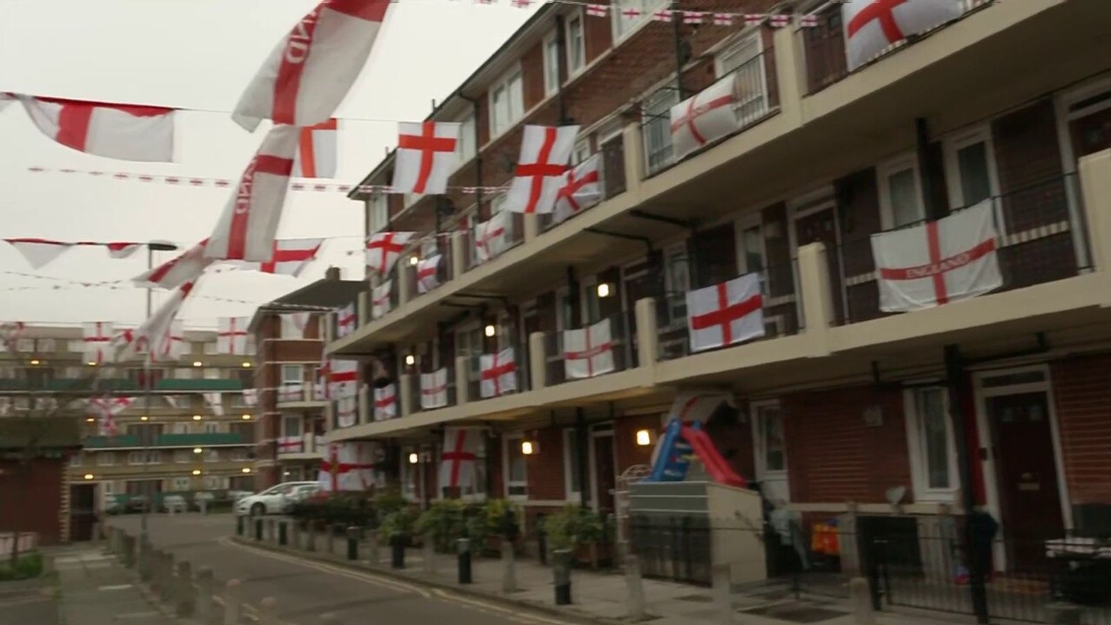 London estate painted in red and white ahead of game against Senegal ...
