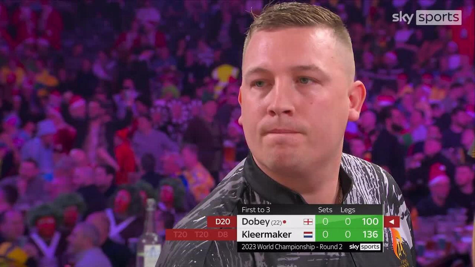 Chris Dobey takes the first leg with a 100 checkout | Darts News | Sky ...