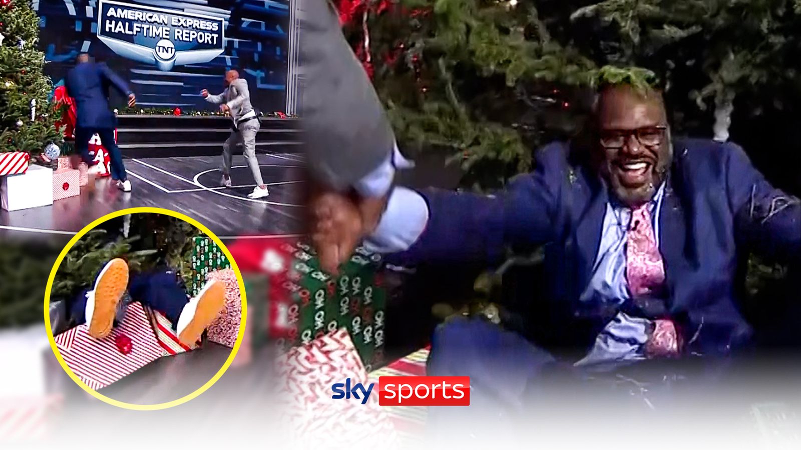 'This means war!' | Shaquille O'Neal gets launched into Christmas tree ...