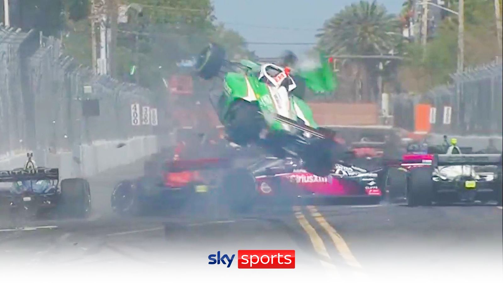 'The track is total chaos!' | Car sent airborne in huge IndyCar opening ...