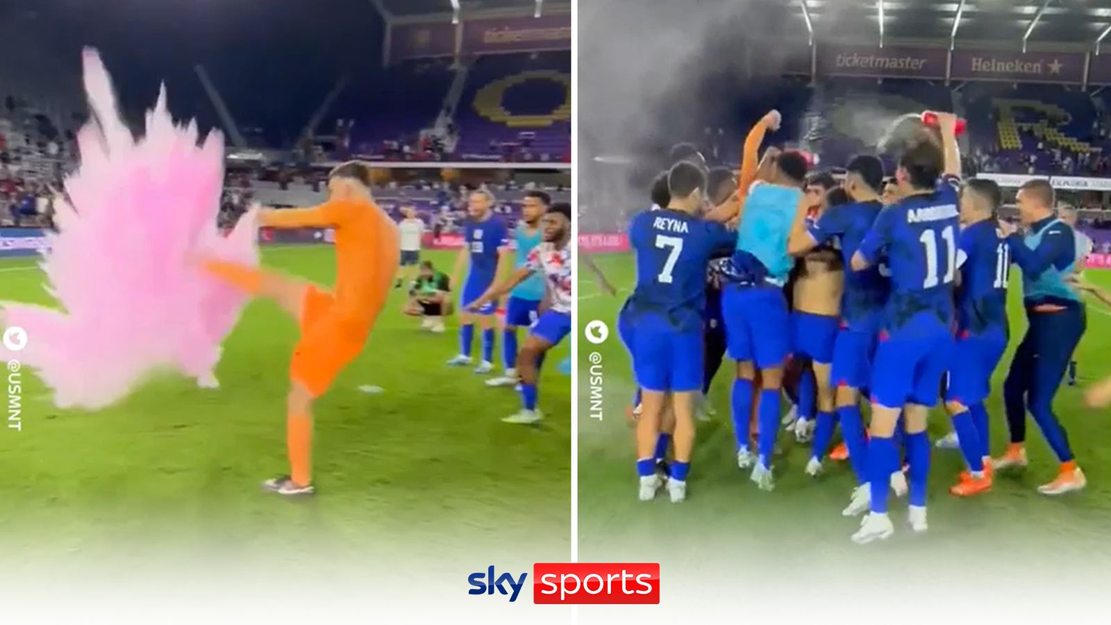 Matt Turner's unique on-pitch baby gender reveal with USA team-mates ...