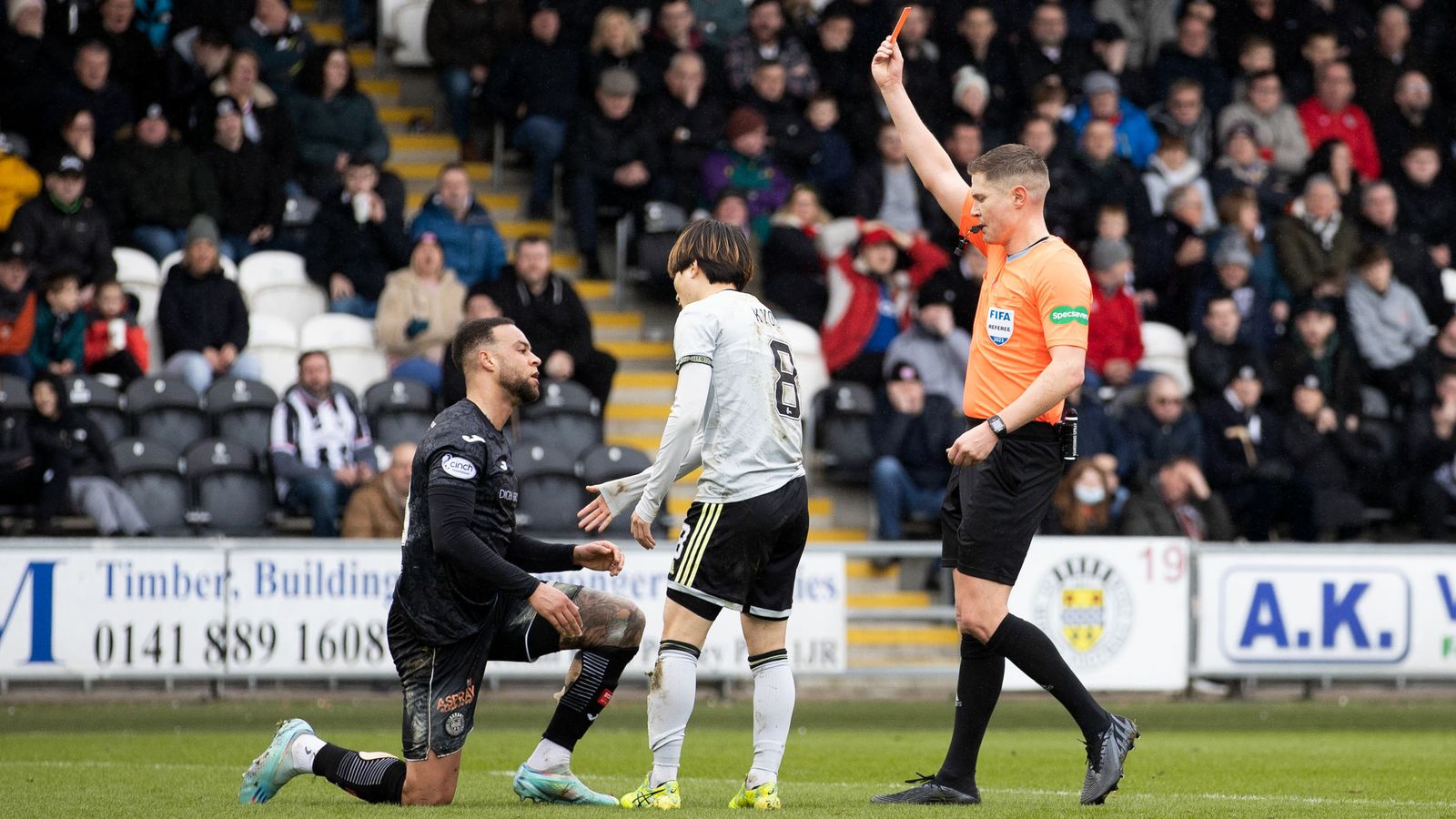 St Mirren defender Charles Dunne sent off after pulling back Kyogo ...