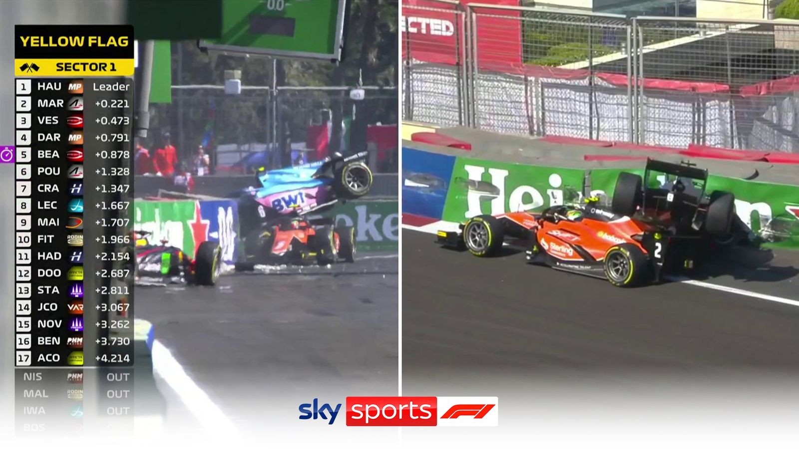 'Oof!' | Major pile-up at turn one for F2 drivers! | F1 News | Sky Sports