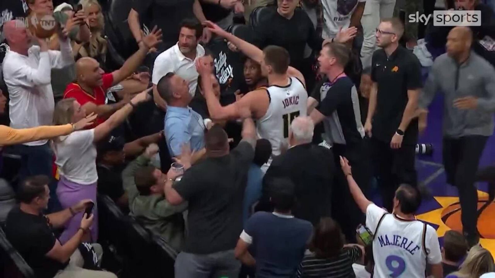 Nikola Jokic receives technical after shoving Suns owner | NBA News ...