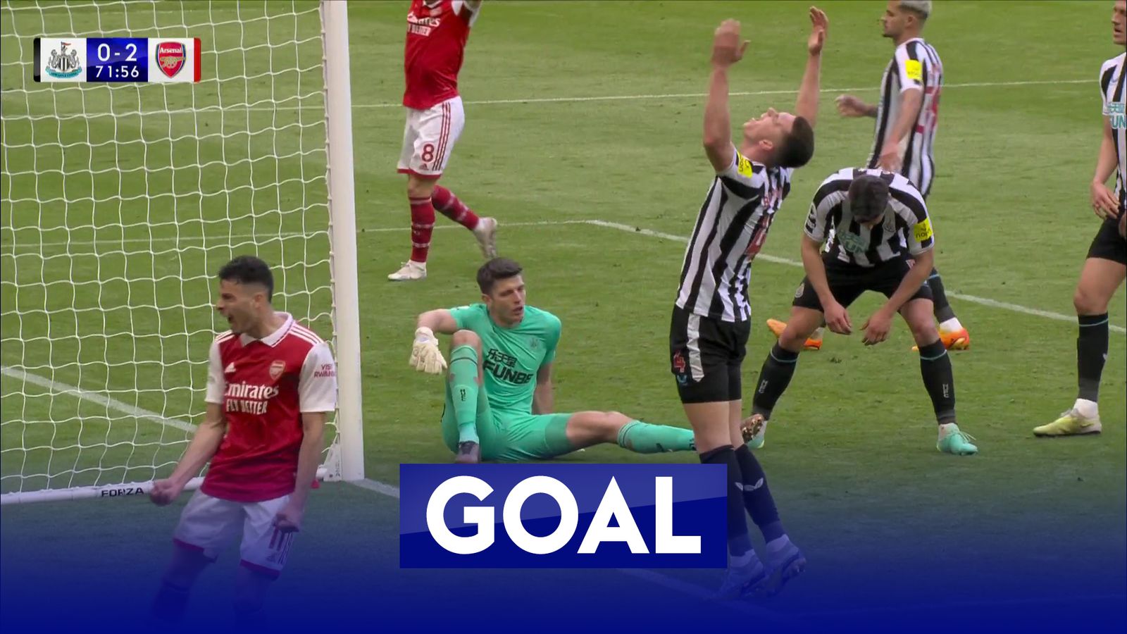 Arsenal double lead after Martinelli's low cross goes in off Schar ...