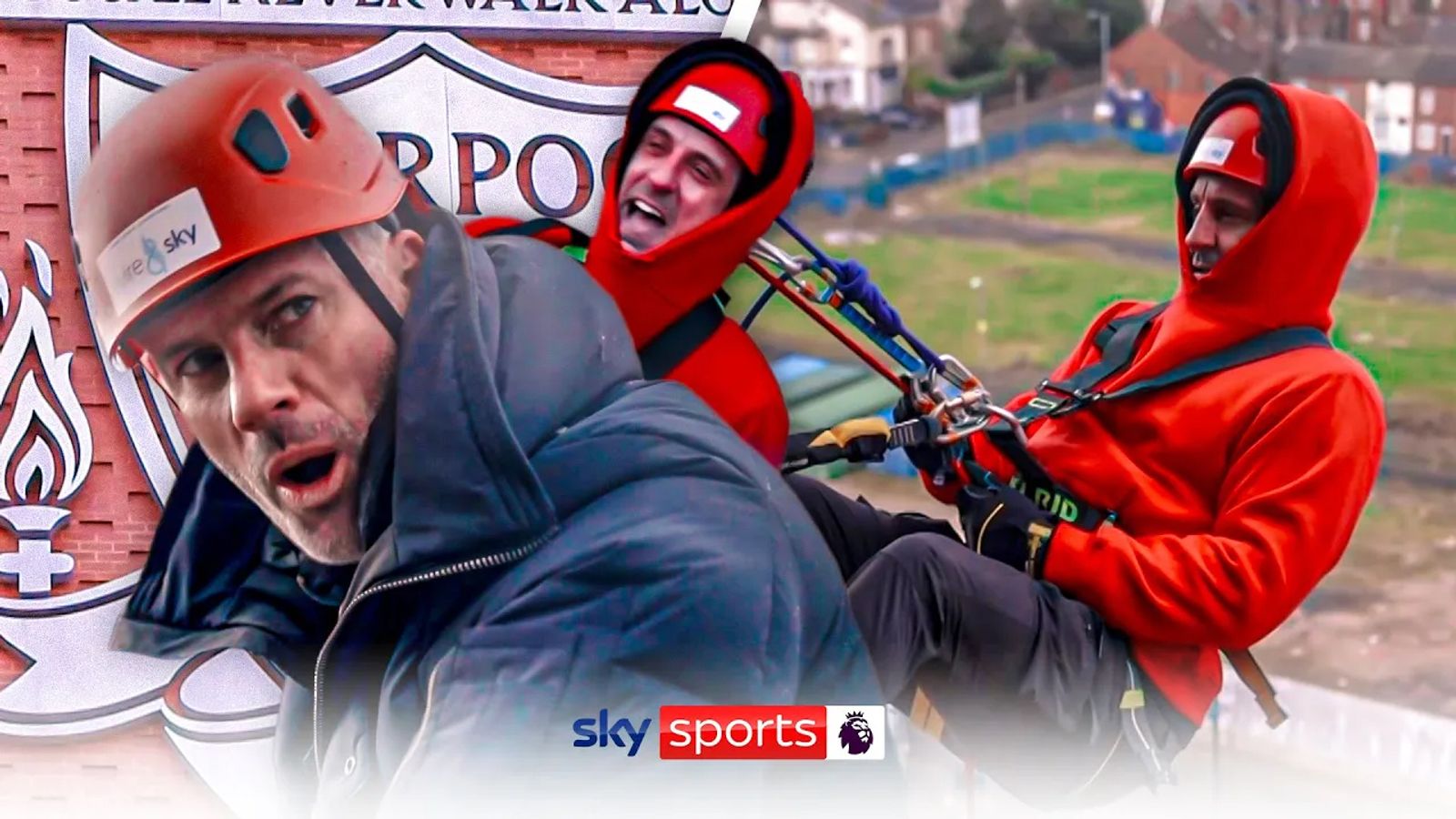 'That's not for me!' | Gary Neville and Jamie Carragher abseil down ...