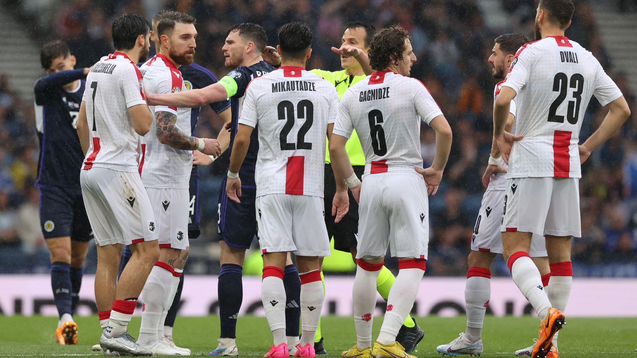 Scotland vs Georgia suspended after seven minutes due to waterlogged ...