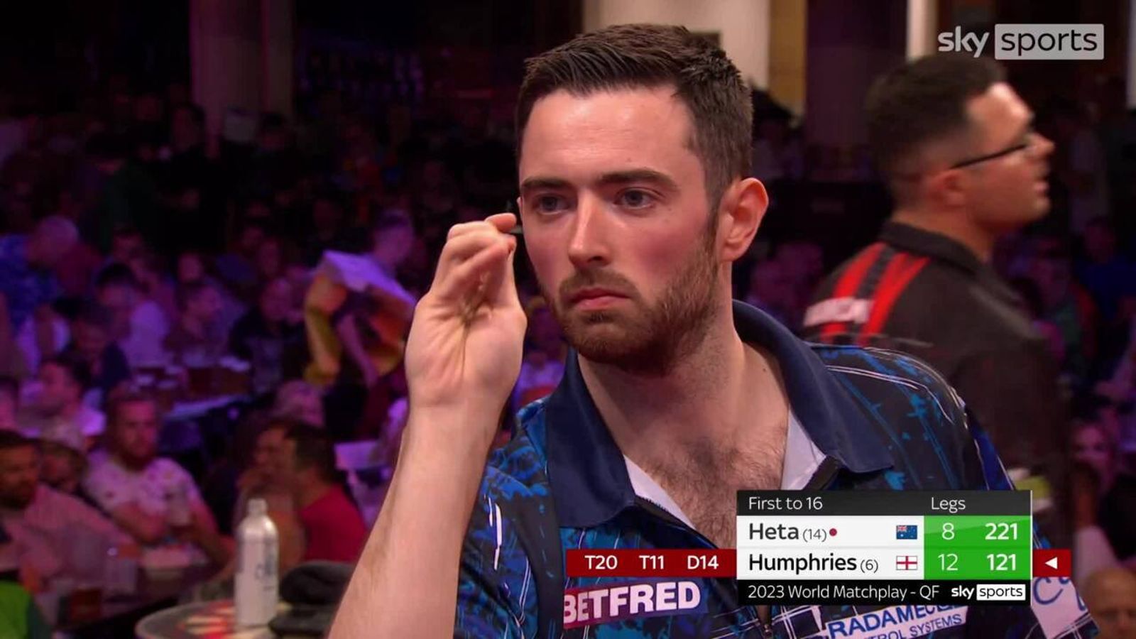 Luke Humphries breaks Damon Heta's throw with clinical 121! | Darts ...