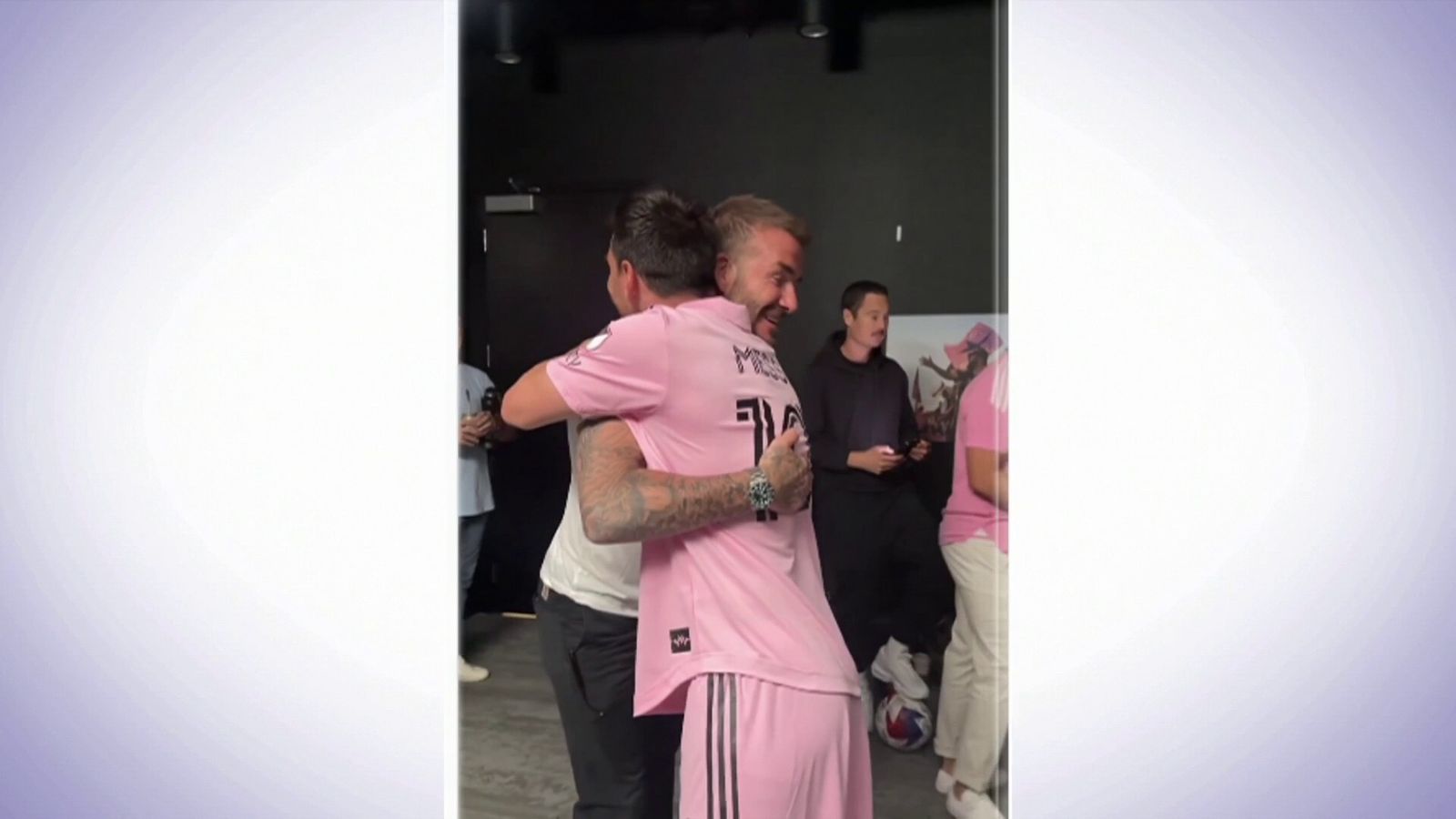 Lionel Messi shares hug with David Beckham ahead of Inter Miami ...