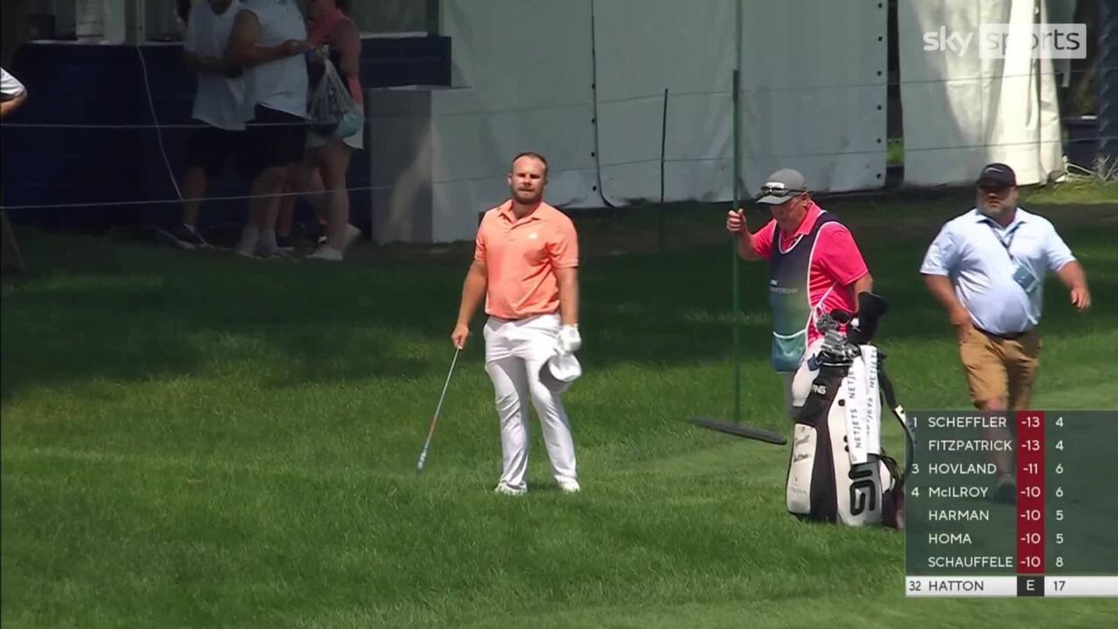 Tyrrell Hatton throws club in anger after bunker shot goes wrong ...