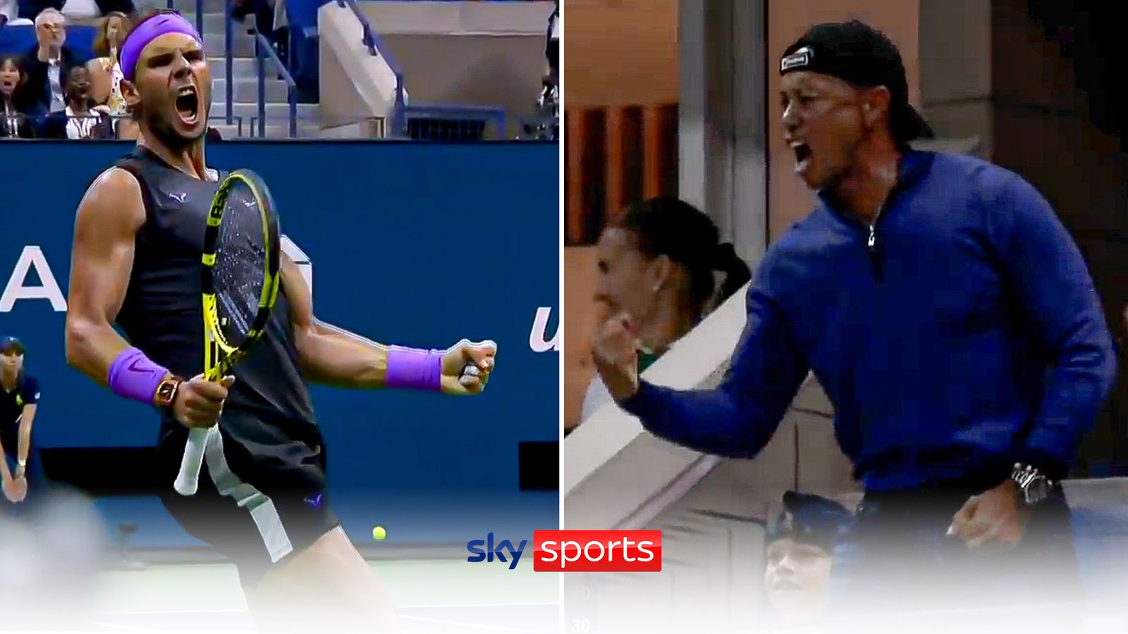 Nadal hits it round the post and Tiger roars! | US Open Moments ...