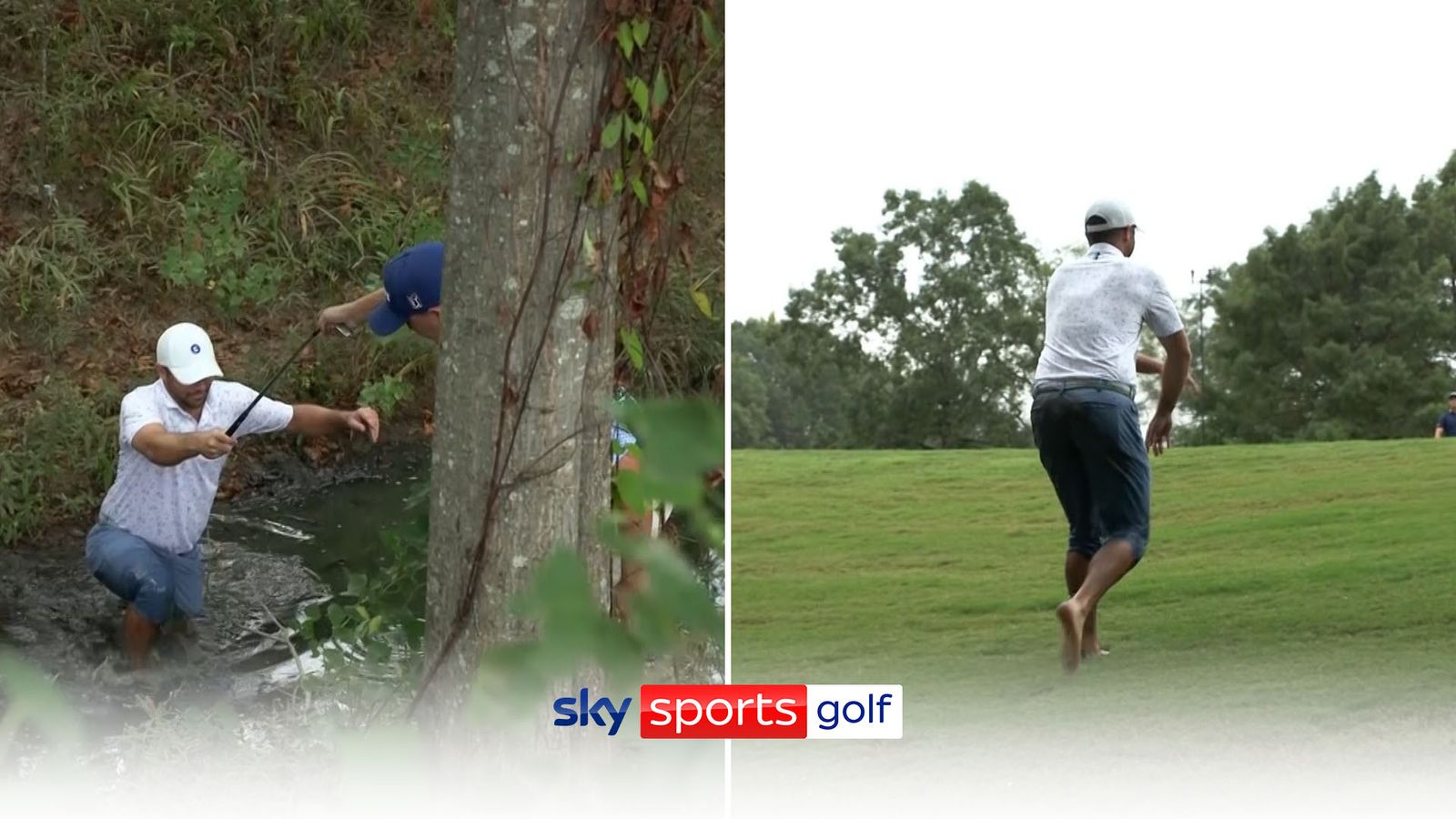 PGA Tour | Wesley Bryan falls in creek, gets covered in mud but makes ...
