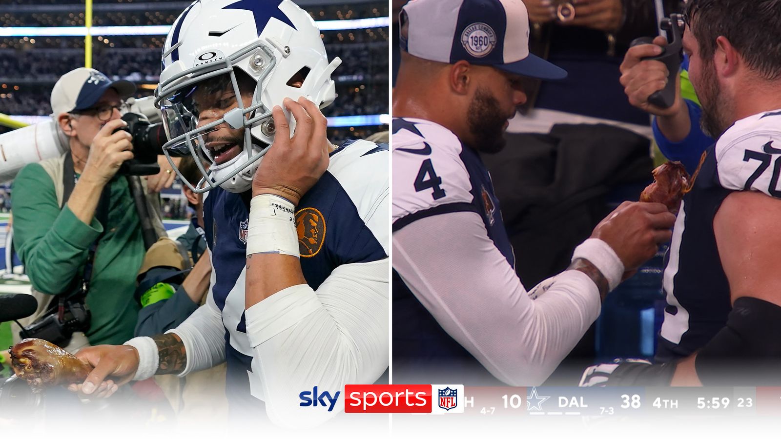 Dak Prescott and Dallas Cowboys celebrate TD with turkey legs! | NFL ...