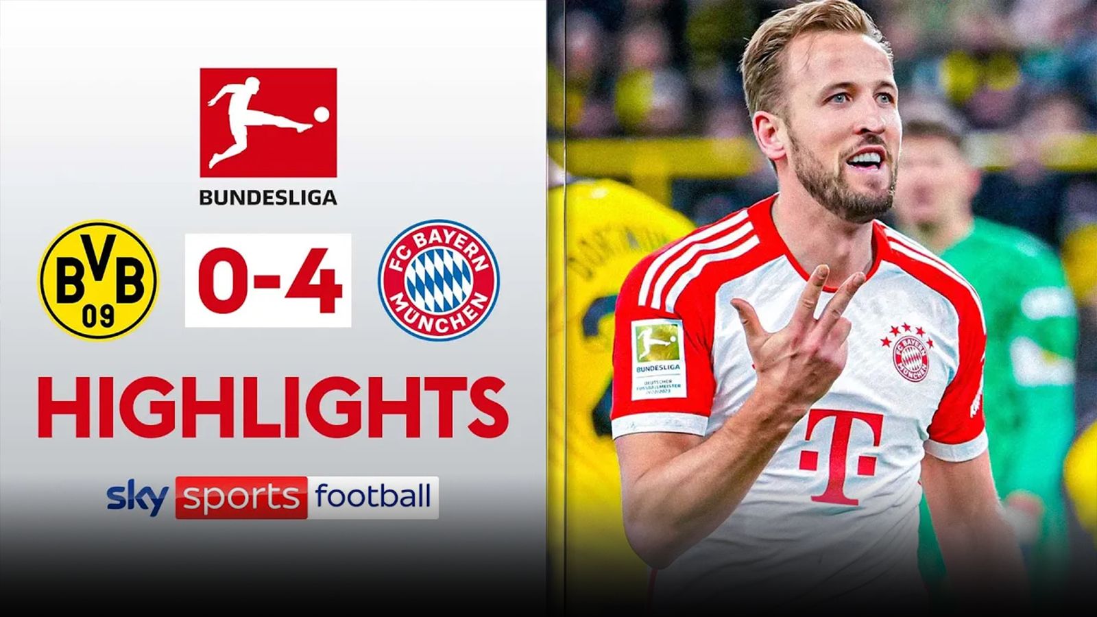 Borussia Dortmund 0-4 Bayern Munich: Harry Kane scores hat-trick in Der Klassiker to reach 15 ...