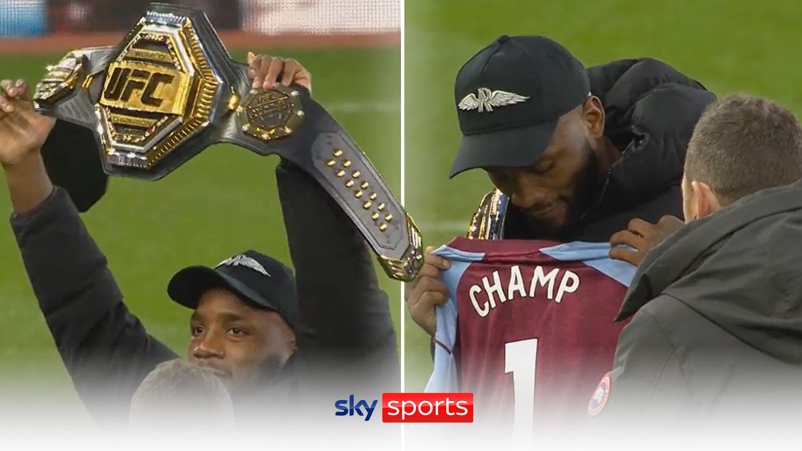Leon Edwards shows off UFC belt at Villa Park | WWE News | Sky Sports