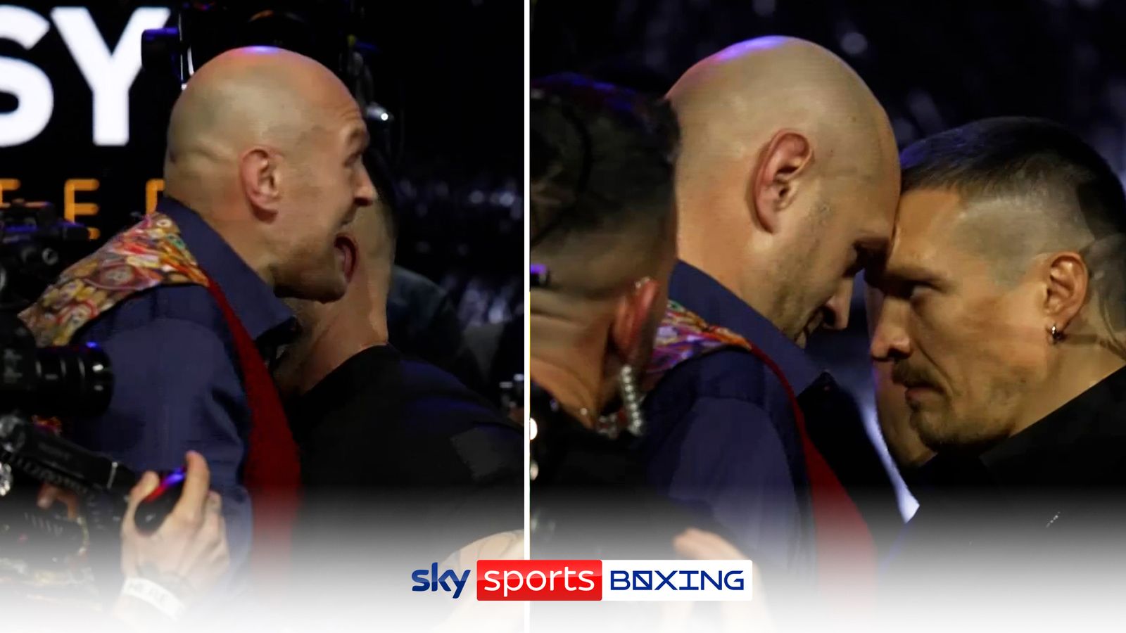 Tyson Fury and Oleksandr Usyk's wild face-off | Fighters clash heads ...