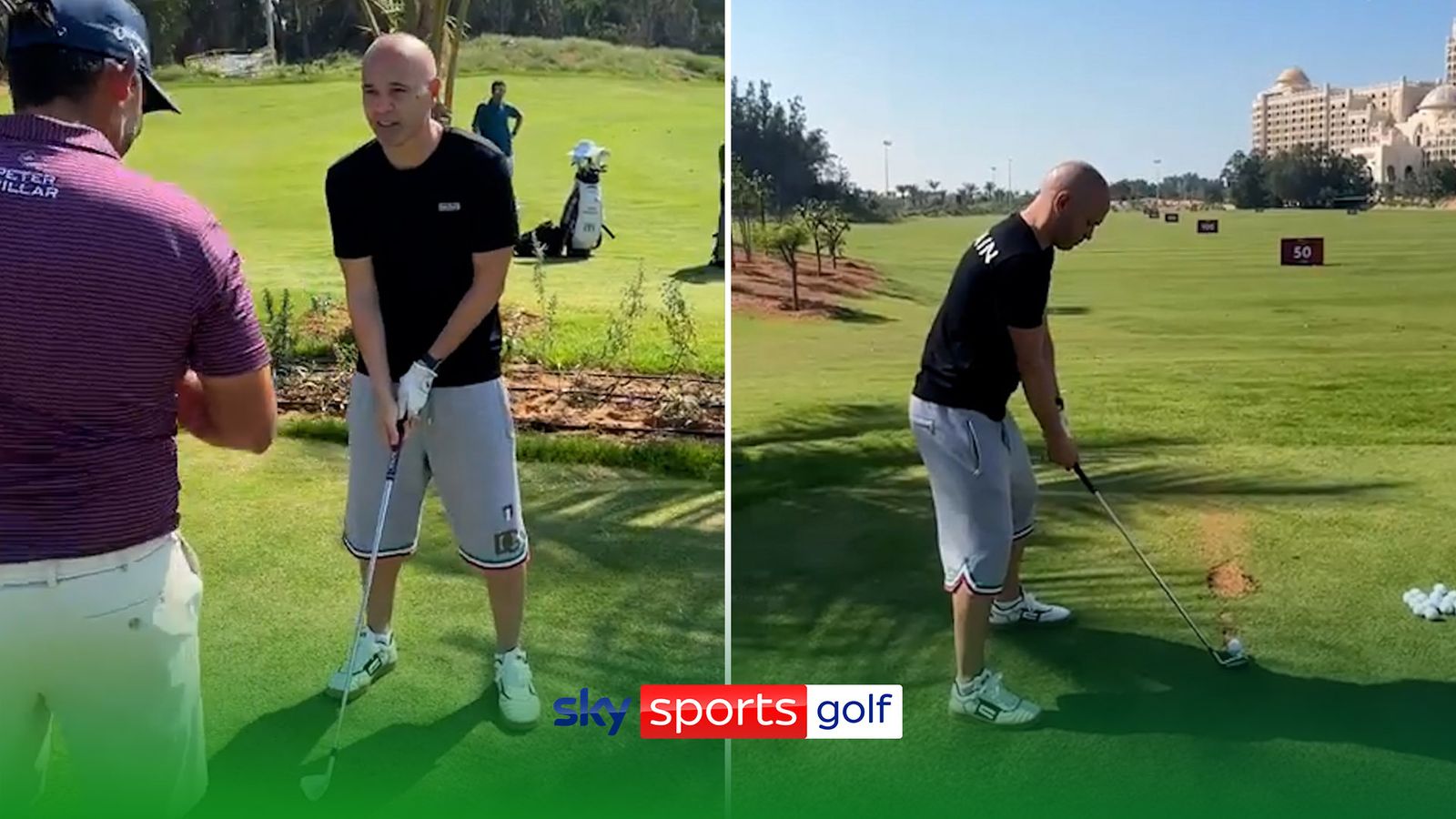 Football legend Andres Iniesta receives first ever golf lesson! | Golf ...