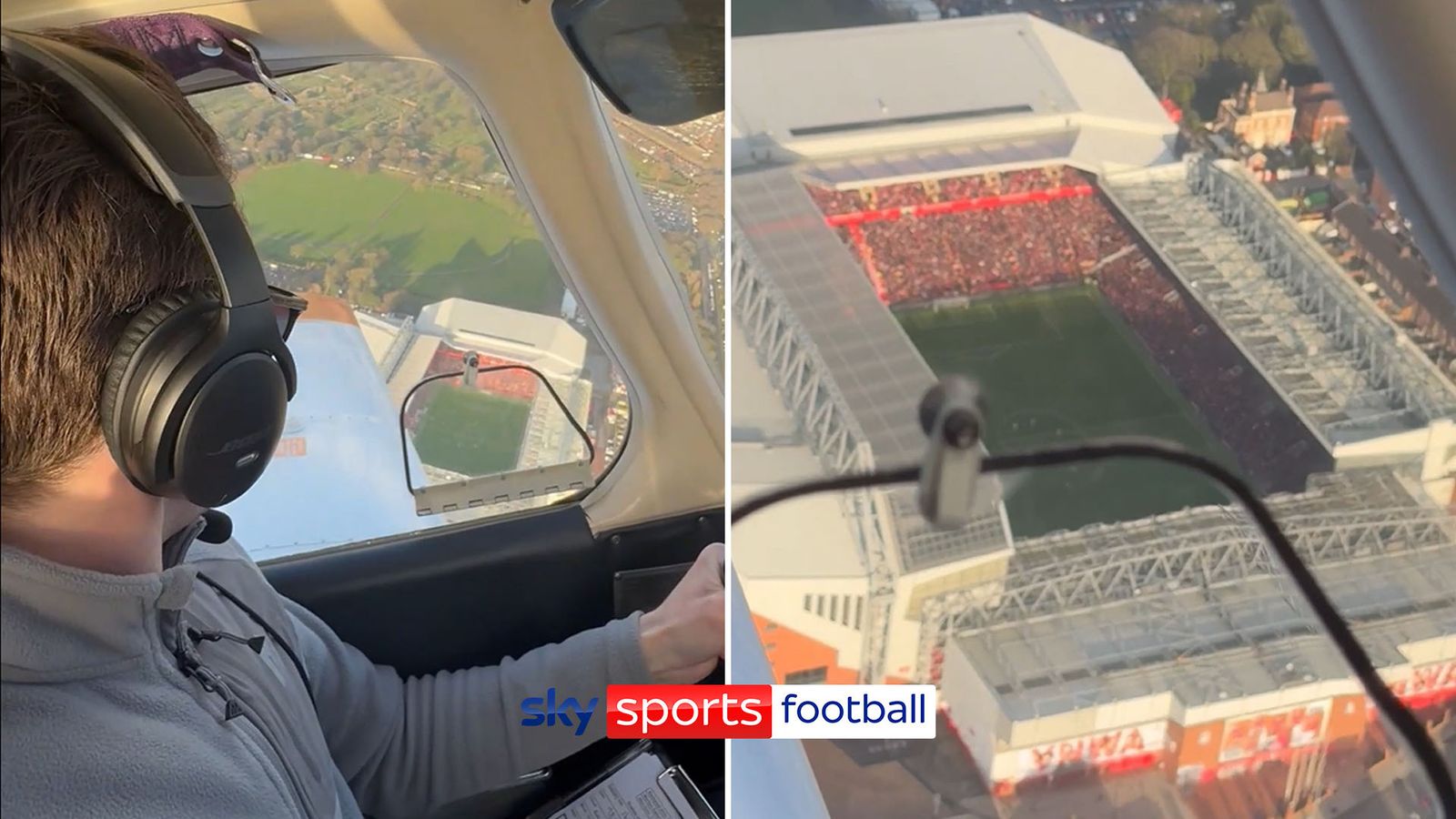 Liverpool fan watches game from a plane! | Football News | Sky Sports