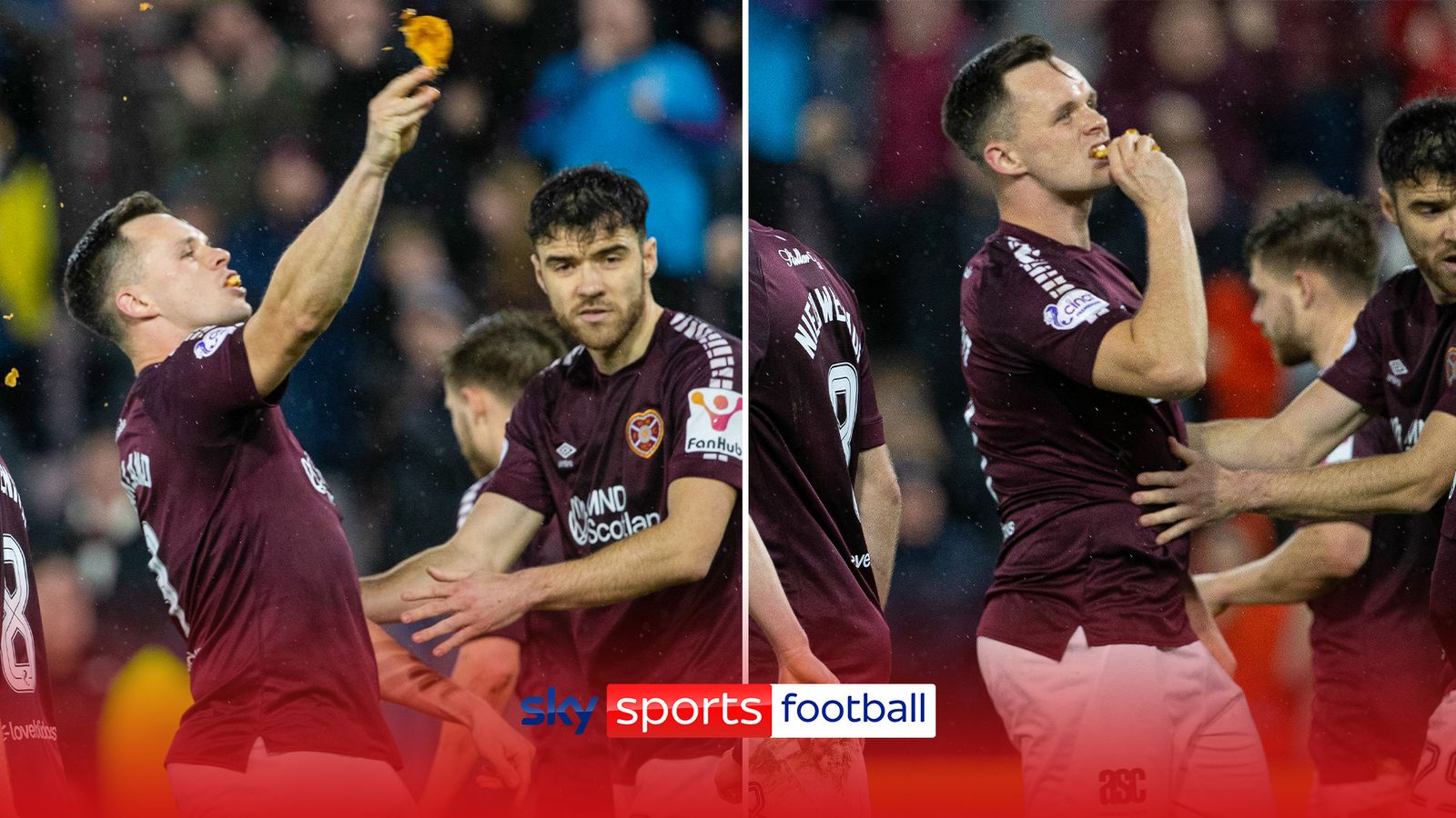 Lawrence Shankland catches and eats pie thrown from Hibernian fans ...