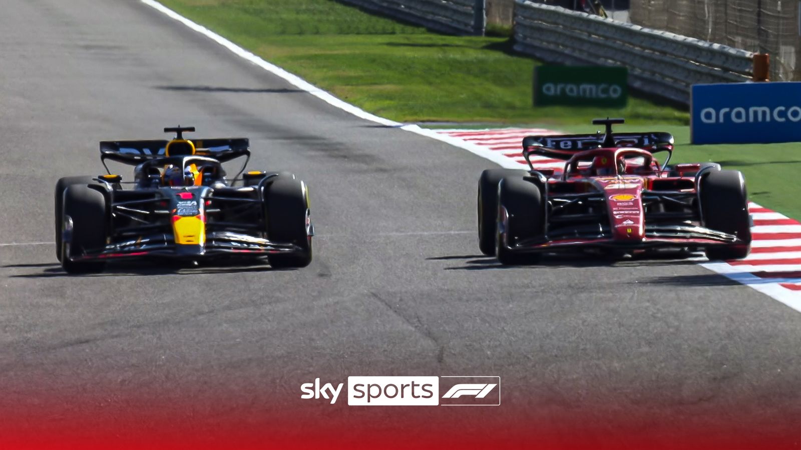 Max Verstappen's RB20 overtakes Charles Leclerc into first corner ...