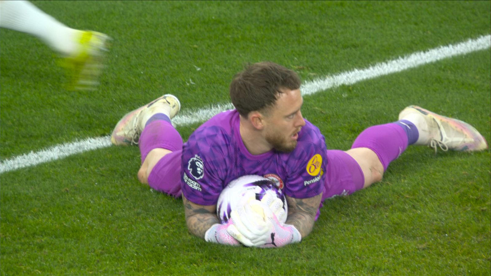 Brentford scramble to keep Gabriel header out | Football News | Sky Sports