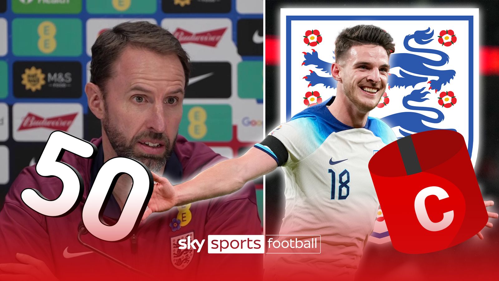 Gareth Southgate confirms Declan Rice will earn 50th cap as England ...