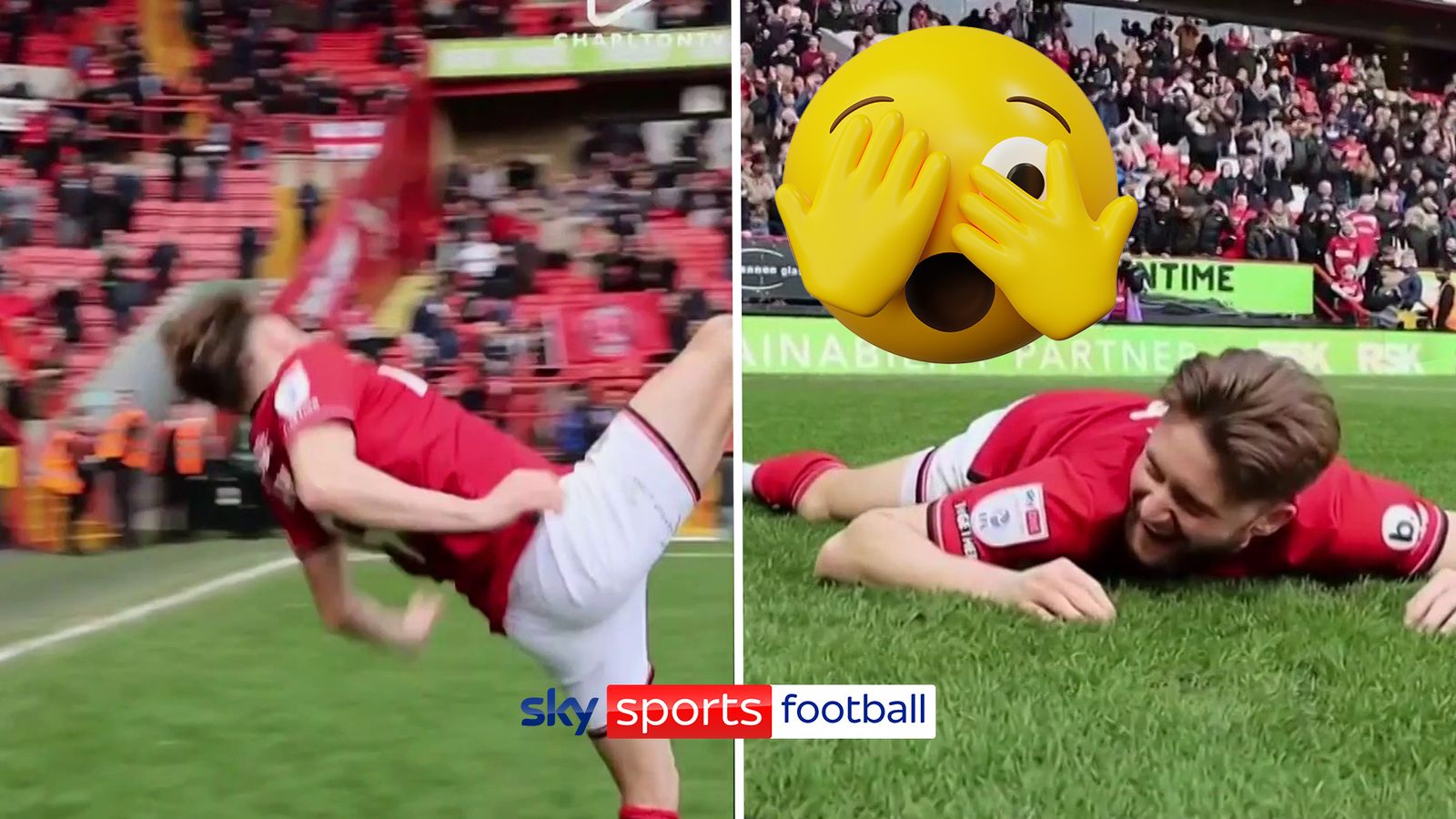 Charlton's Alfie May takes a tumble in post-match celebrations ...
