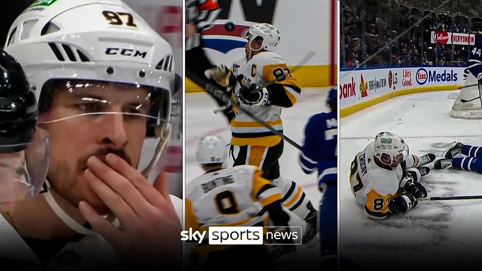 NHL Star Sidney Crosby gets puck in the mouth in painful few minutes ...