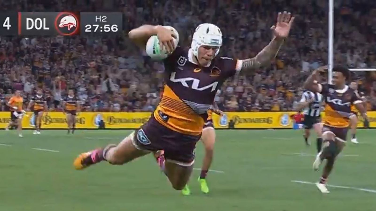 Brisbane Broncos' Reece Walsh runs entire length of the field for ...