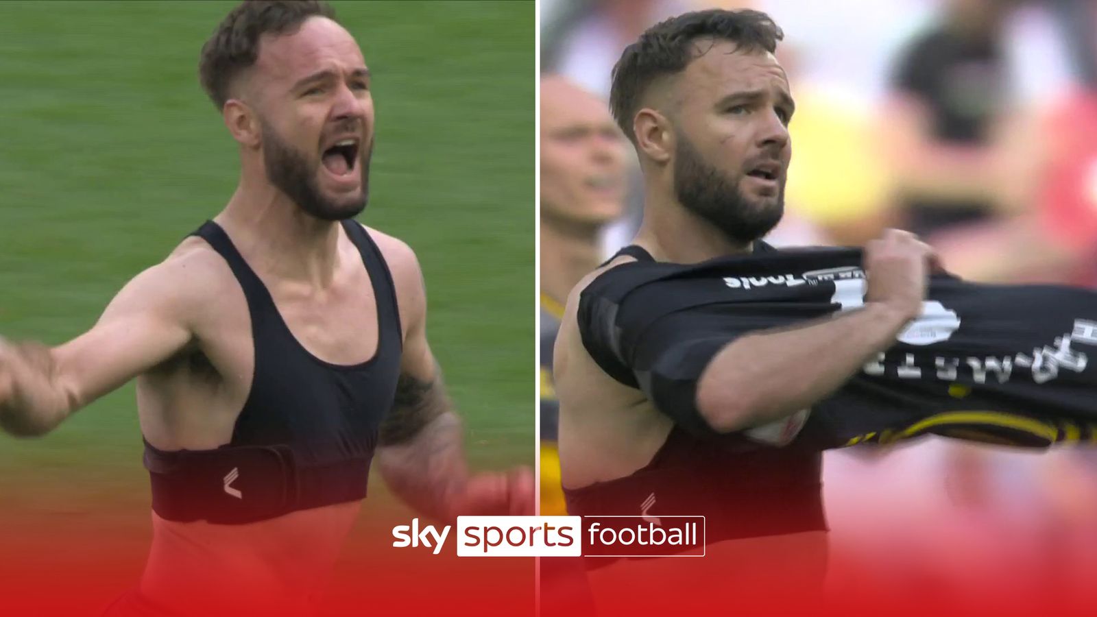 Adam Armstrong takes his shirt off too early to celebrate in ...