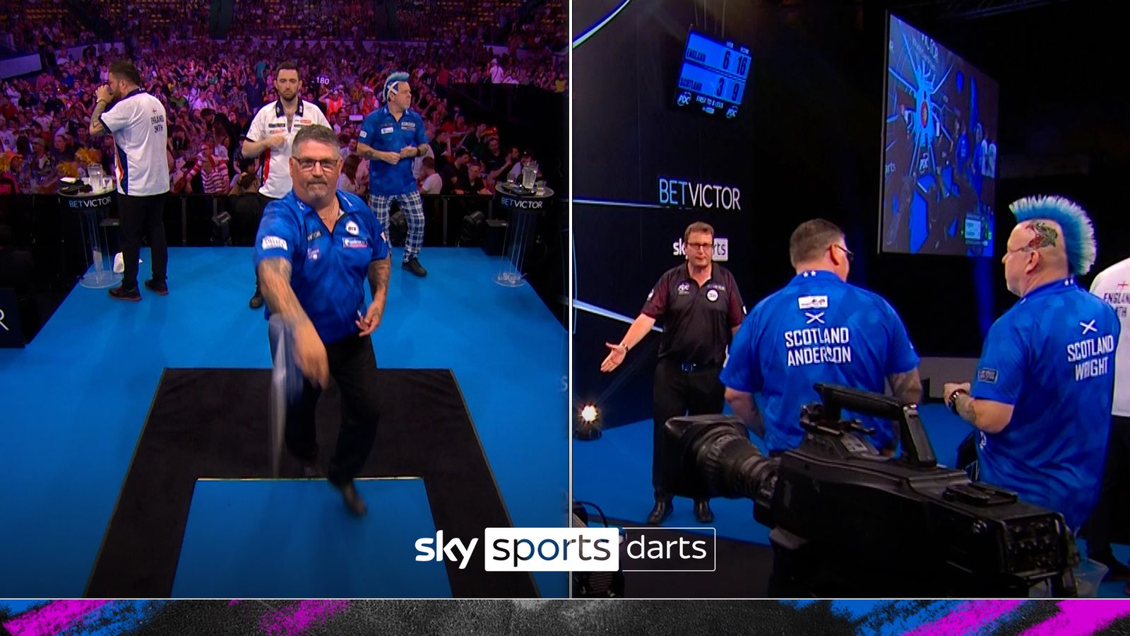 Gary Anderson calls for VAR after stepping over oche | Argues with ref ...