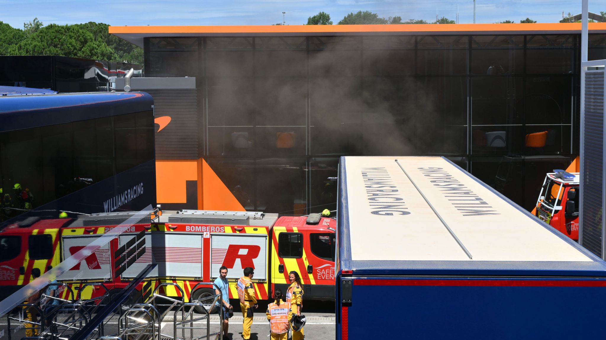McLaren hospitality suite evacuated due to fire at Spanish Grand Prix ...