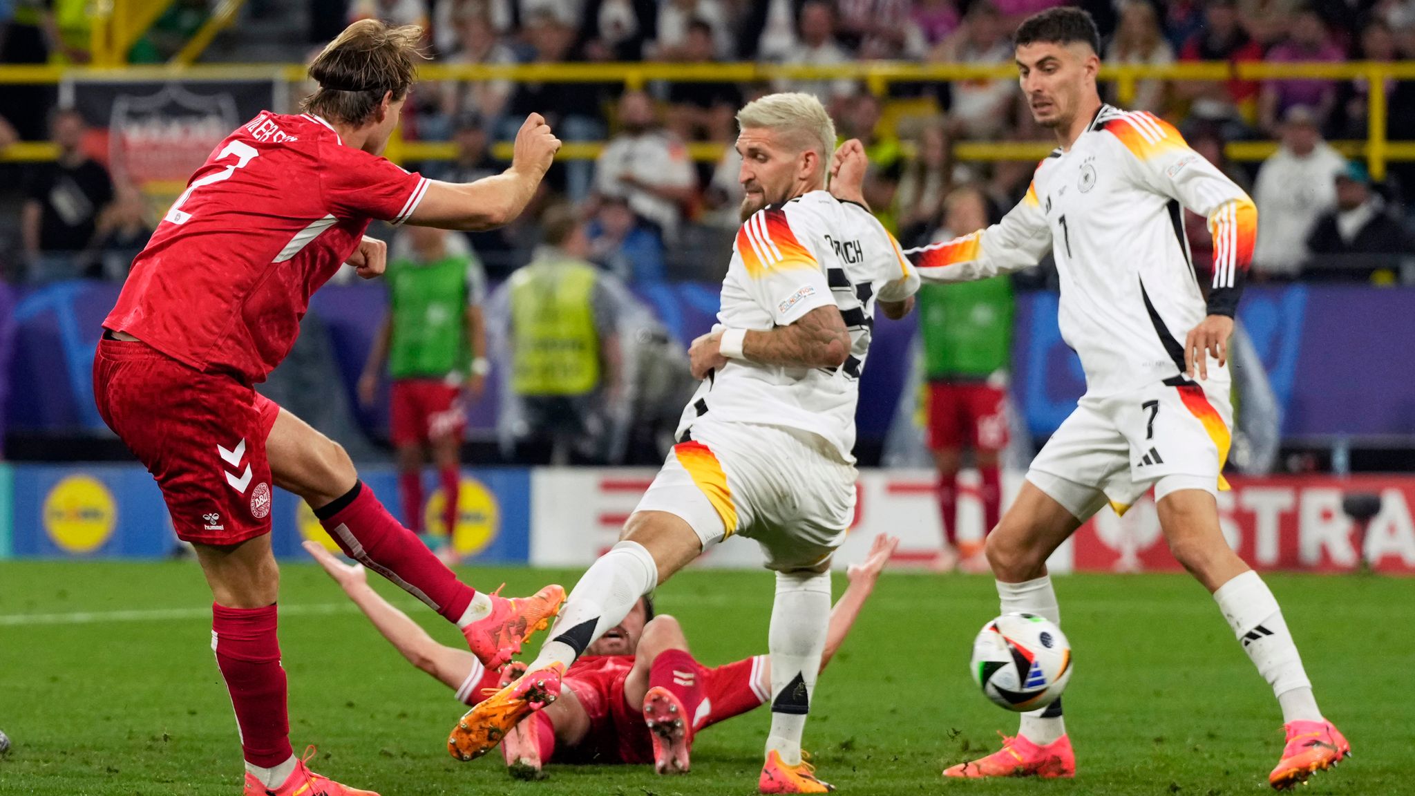 Euro 2024 - Germany 2-0 Denmark: Kai Havertz penalty and Jamal Musiala ...