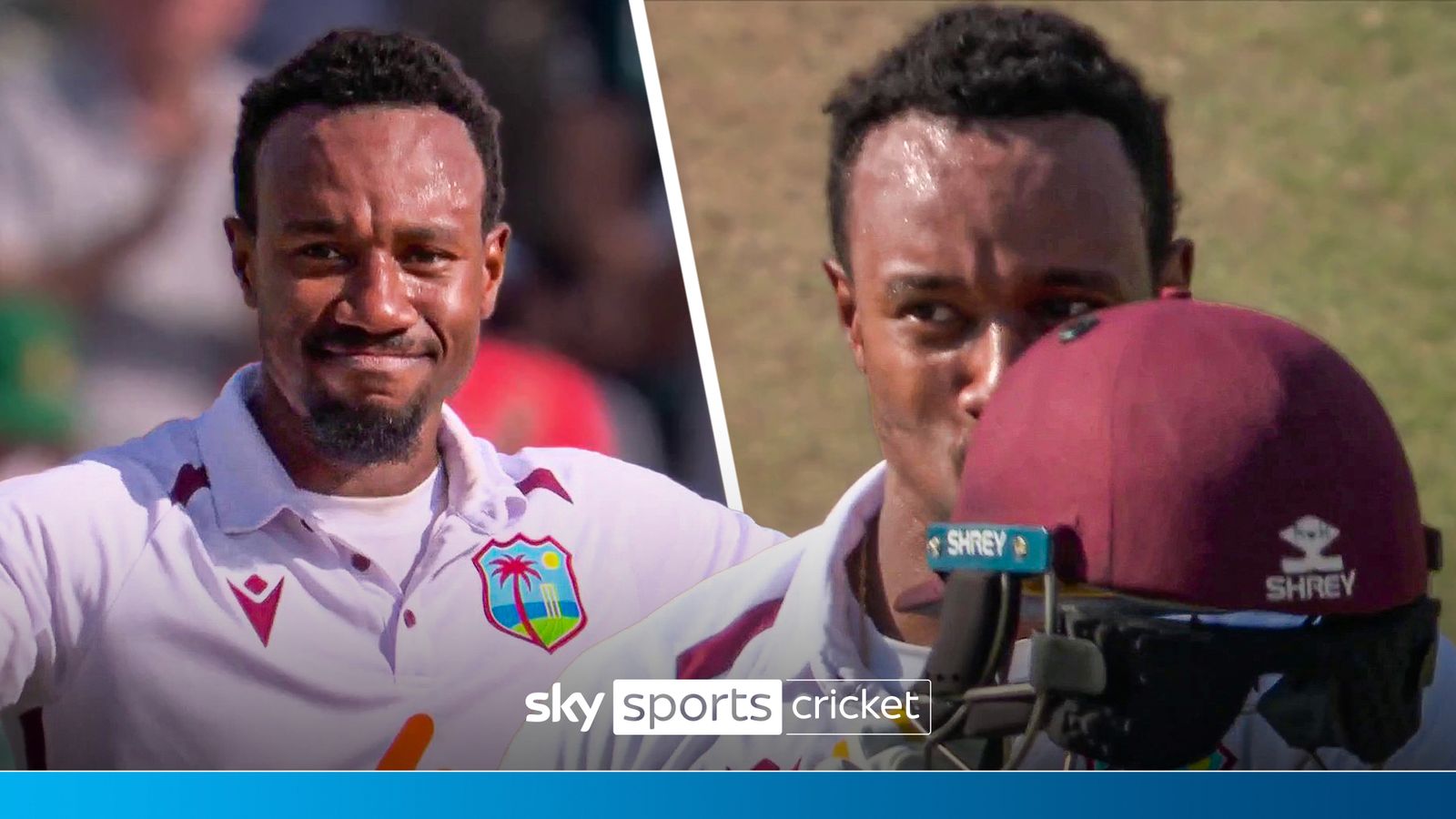 West Indies' Kevam Hodge squeals with delight after scoring first Test ...