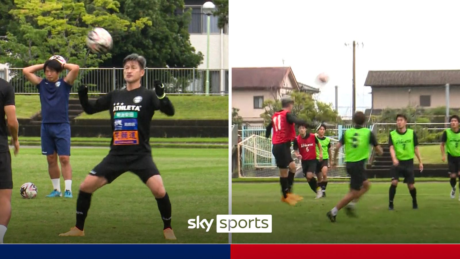 57-year-old forward ‘King Kazu’ trains with his new team-mates at ...