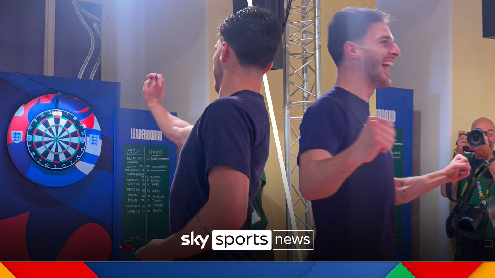 Declan Rice clinches darts competition win for England team against ...