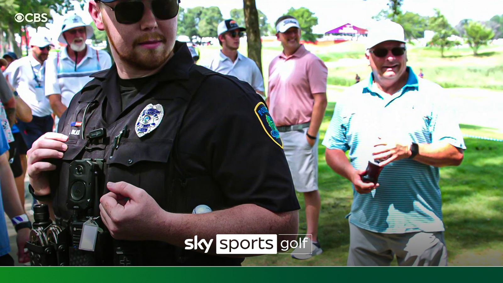 'Surely not?!' | Jhonattan Vegas tee shot lands in arms of police officer! | Golf News | Sky Sports