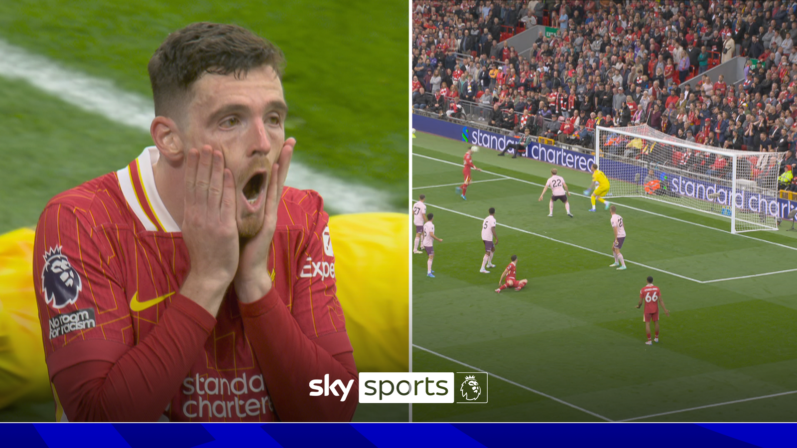 Brentford's Mark Flekken denies Liverpool defender Andrew Robertson ...