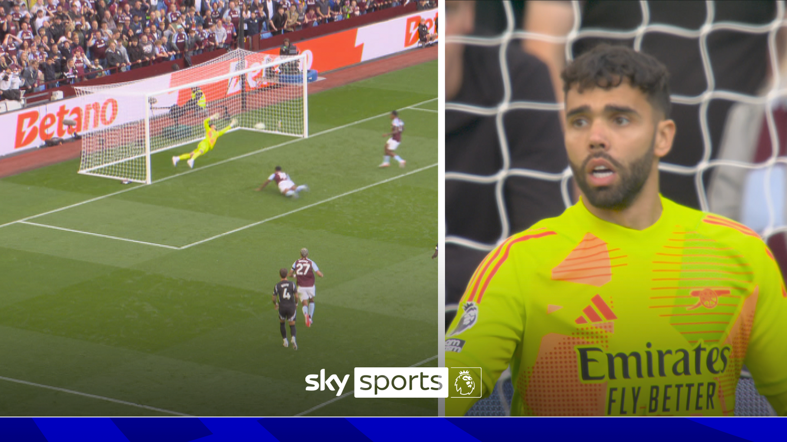 'BRILLIANT SAVE!' | David Raya makes magnificent stop to deny Villa ...